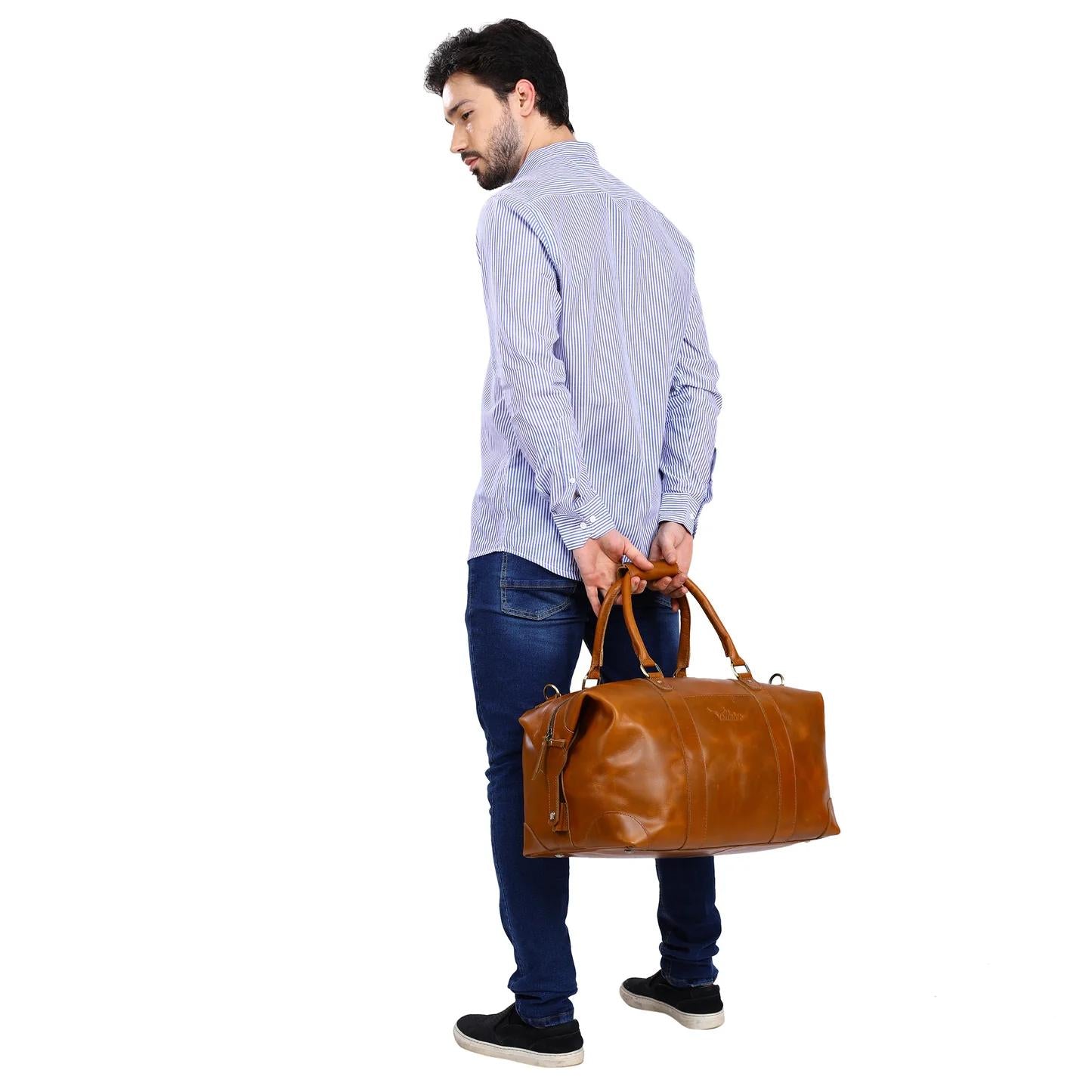 Leather Side Punch Duffle Bag | AB – Vellaire